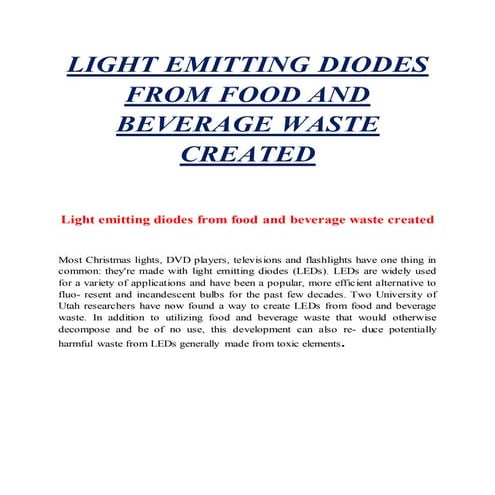 LED in Post Harvest Quality Preservation | PPTX