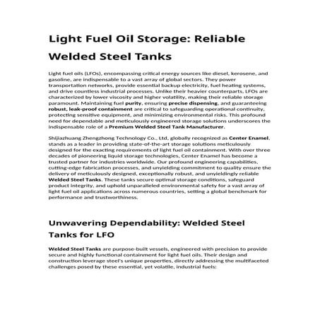Light Fuel Oil Storage Reliable Welded Steel Tanks.docx