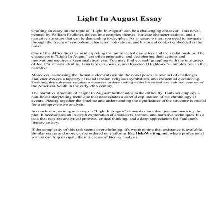 Light In August Essay. Southern University Law Center | PDF | Poetry ...