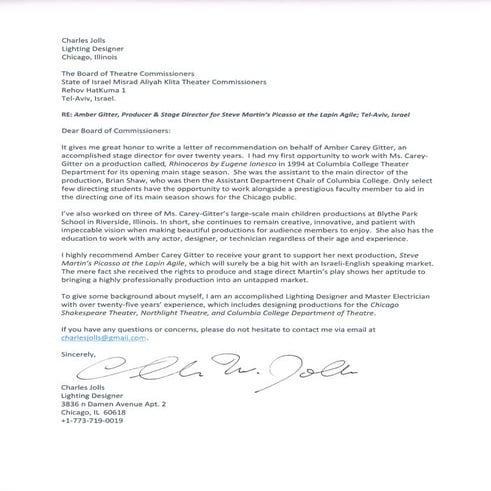 Lighting Designer Recomendation Letter | PDF