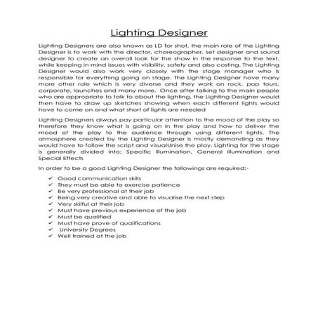 lighting designer nananannanaanaanananan | PPTX