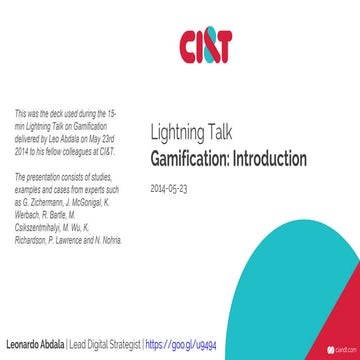 Lightning Talk on Gamification 2014-05-23 | PPT