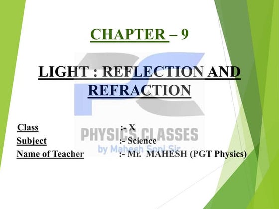Light Reflection And Refraction Class 10 Physics Complete Pptx Physics Science