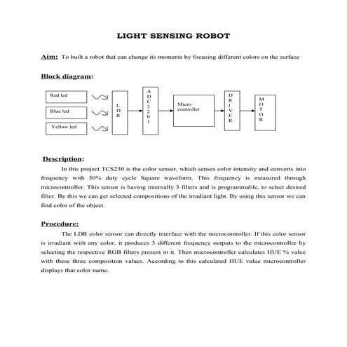 Light sensing robot | DOC | Robotics | Technology & Computing