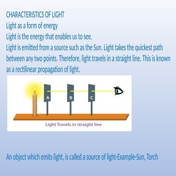 Light, Shadow and Reflection chararteristics and importance | PPTX