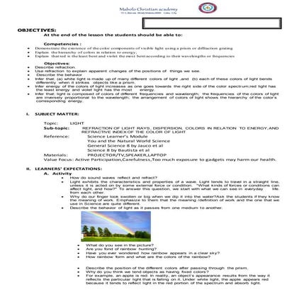 Lights lesson plan | DOC