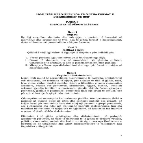 Ligji i diskriminimit | DOC