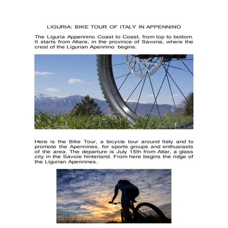 Liguria bike tour of italy in appennino | PDF