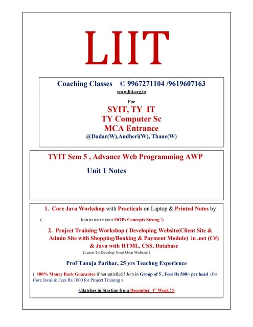 Liit Tyit Sem 5 Advanced Web Programming Unit 1 Most Important