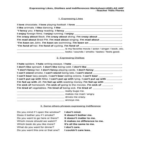 Likesdislikesworksheet | PDF
