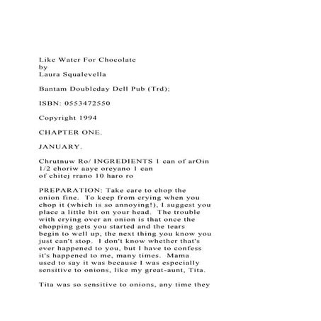 Like Water For Chocolate by Laura Squalevella Bantam .docx