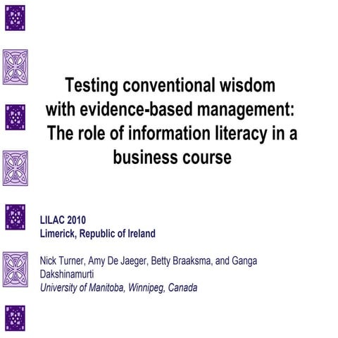 Testing Conventional Wisdom | PPT