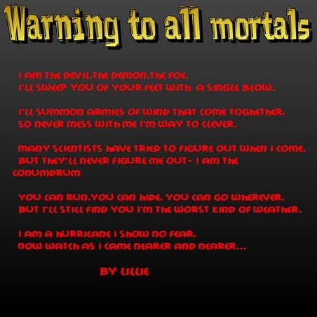 Callum's hurricane poem