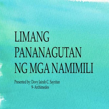 Limang pananagutan ng mga namimili | PPTX