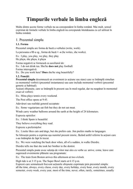 Timpurile verbelor in engleza | PDF