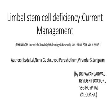 Limbal stem cell deficiency | PPTX