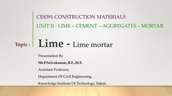 Lime - Classification, Properties, Uses | PPT