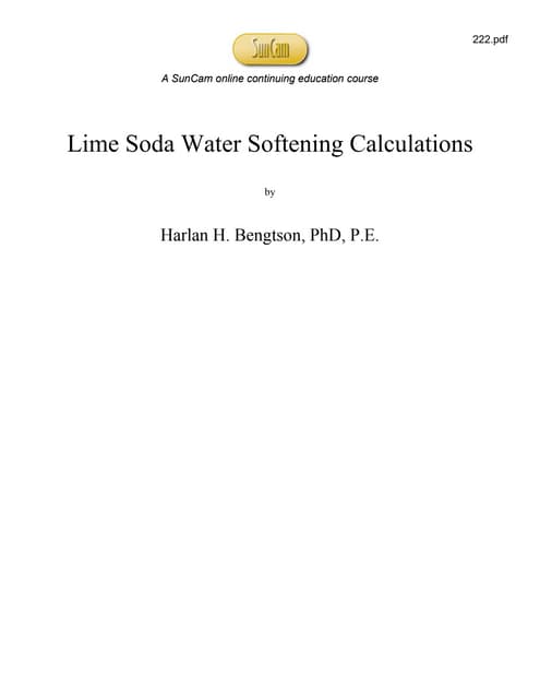 Lime Soda Process - Softening Of Water | PPT