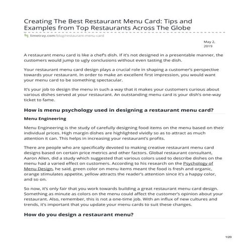 Creating the Best Restaurant Menu Card Tips and Examples From top ...