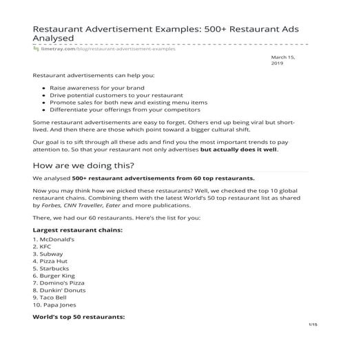 Restaurant Advertisement Examples: 500+ Restaurant Ads Analysed | PDF ...