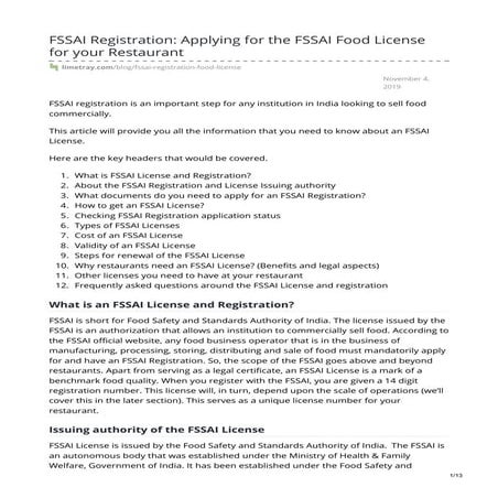 FSSAI Registration: Applying for the FSSAI Food License for your ...