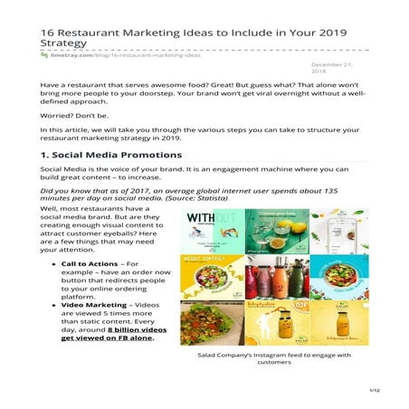 Restaurant marketing ideas and strategies | PDF