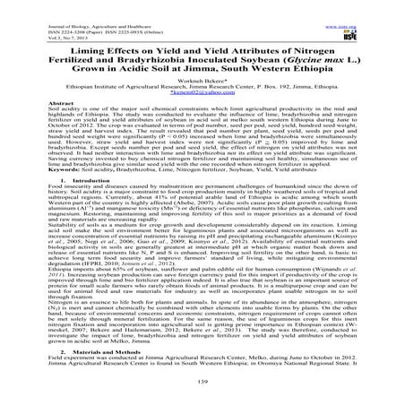 Liming effects on yield and yield attributes of nitrogen fertilized and ...