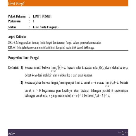 Limit Suatu Fungsi: Menjelaskan Secara Intuitif Arti Limit Fungsi di ...
