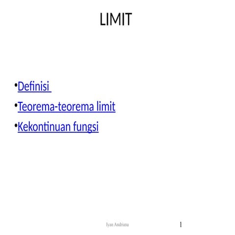 Belajar Limit Fungsi dari Dasar Bersama Faiq | PPT