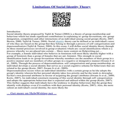 Limitations Of Social Identity Theory | PDF