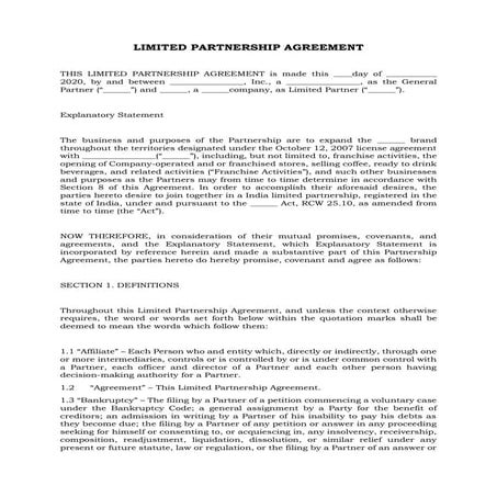 LIMITED PARTNERSHIP AGREEMENT | PDF
