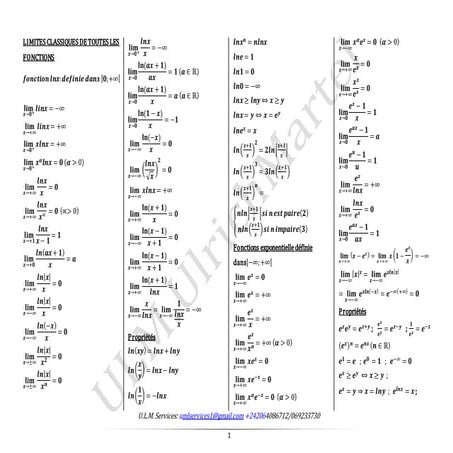 Limites classiques de toutes les fonctions 4 | DOCX