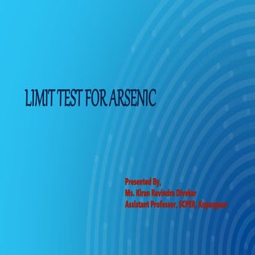 LIMIT TEST FOR ARSENIC.pptx | Chemistry | Science