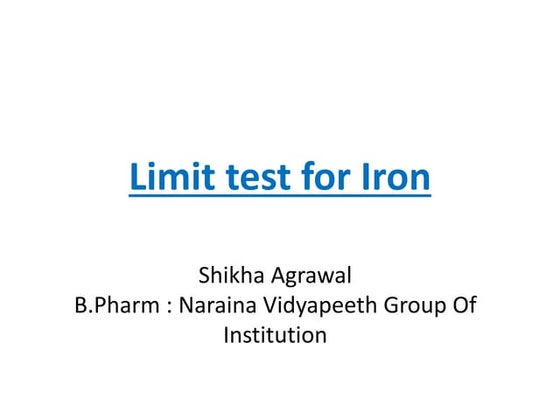 Limit test for heavy metals | PPTX