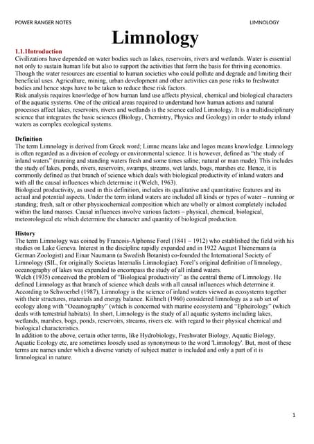 Limnology powerpoint presentation | PPT