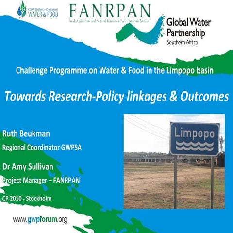 Limpopo Experience in Water and Food-Towards Research-Policy linkages ...