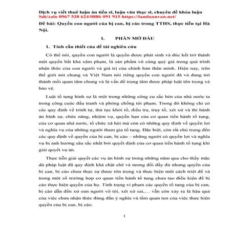 Quyền con người của bị can, bị cáo trong TTHS, thực tiễn tại Hà Nội | PDF