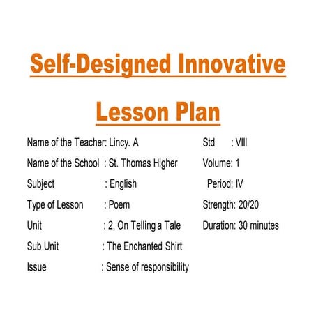 self designed innovative lesson plan | PPT