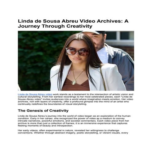 Linda de Sousa Abreu Video Archives: A Journey Through Creativity | DOCX