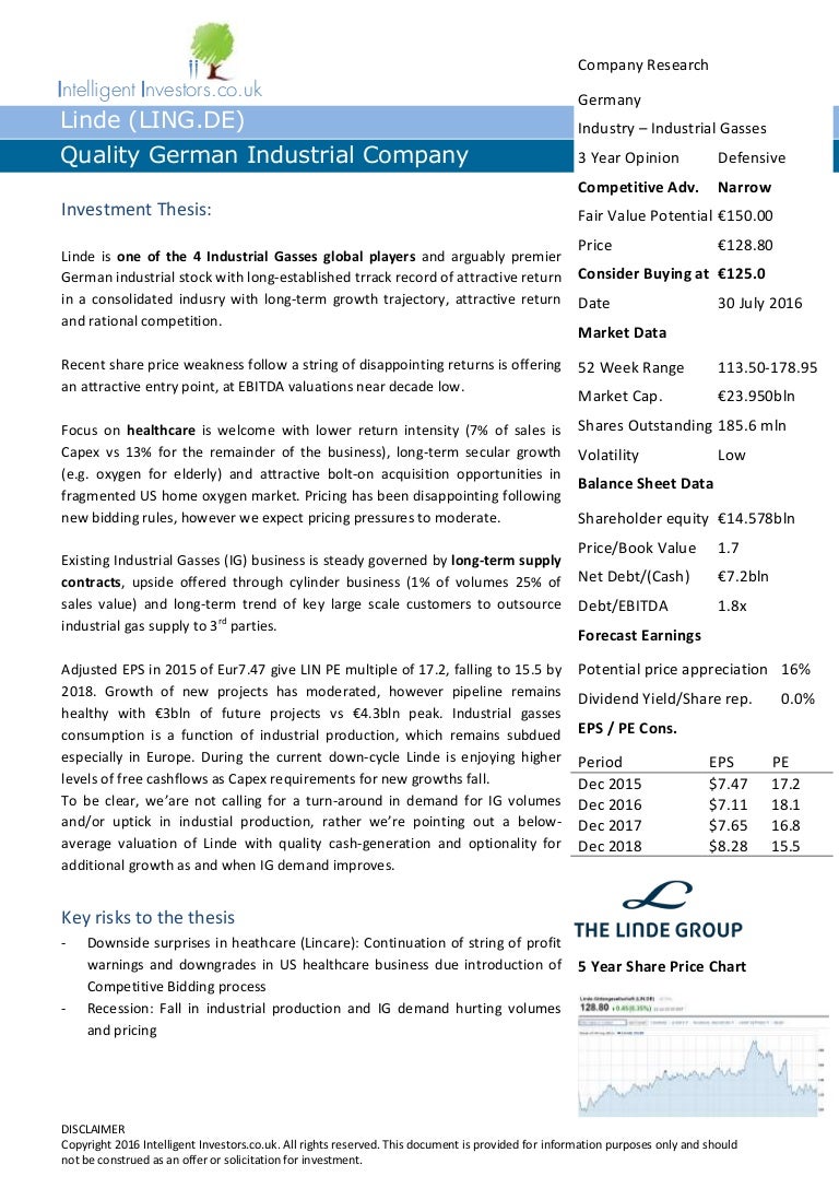 Linde (LIN.DE) - Quality german industrial company