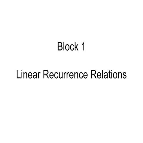 Linear Recurrence Relations Ppt