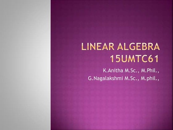 Linear algebra | PPT