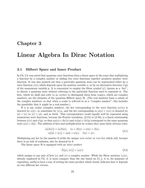 Linear Algebra In The Dirac Notation Pdf Physics Science