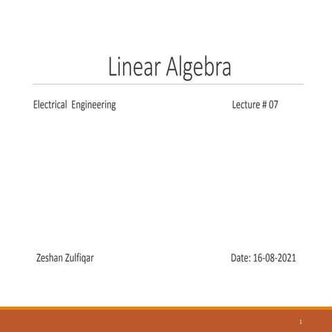 Linear algebra (summer) lec 7 | PPT