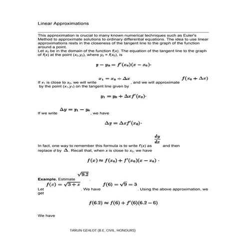 Linear Approximations | Pdf