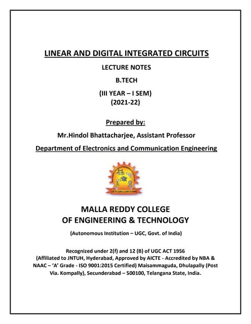 LINEAR INTEGRATED CIRCUITS | PPTX