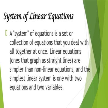 Solving systems of Linear Equations | PPT