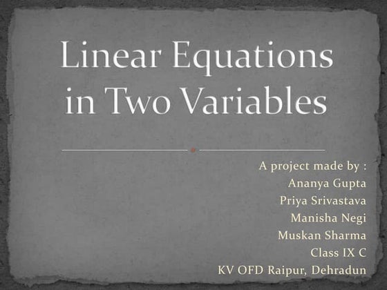System Of Linear Equations Ppt