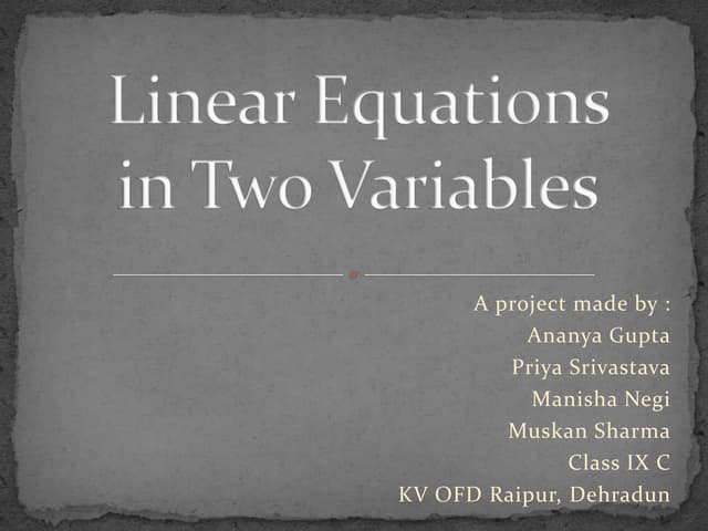System Of Linear Equations | PPT
