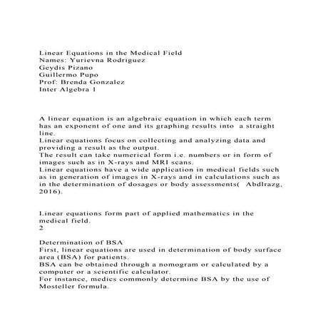 Linear Equations in the Medical FieldNames Yurievna Rodriguez.docx